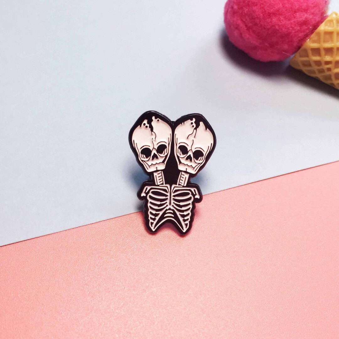 Double Headed Skull Enamel Pins Lapel Pin Hard Enamel Pin Cute - Etsy