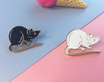 Skull Mouse Black Nickel Enamel Pin - Etsy