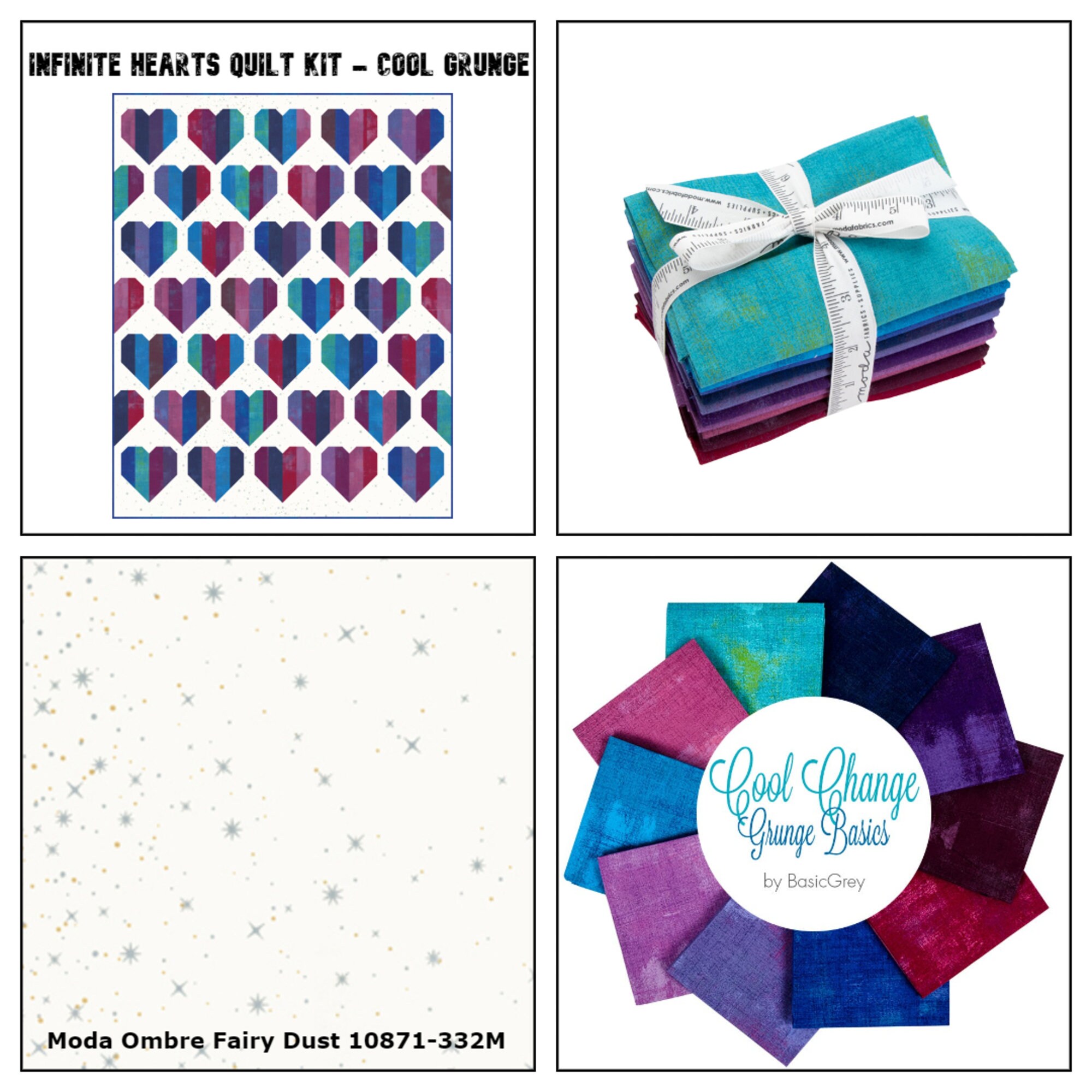 Infinite Hearts Quilt Kit 48 x 60 Cool Grunge - Etsy México