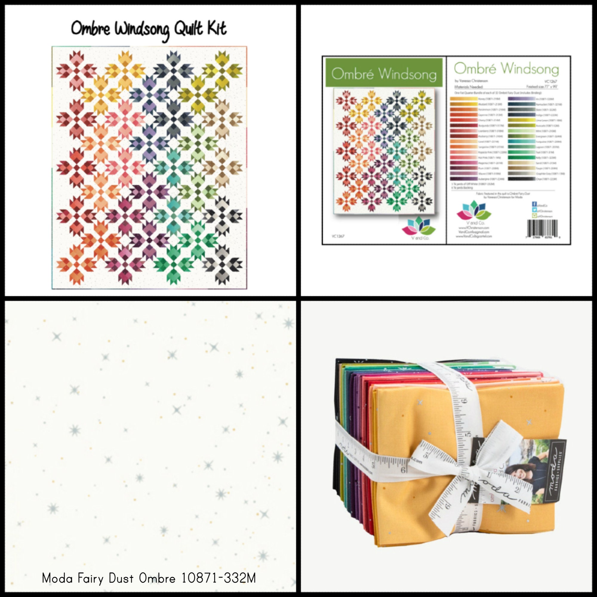 Ombre Windsong Quilt Kit 77 X 99 Ft. Fairy Dust Ombre Fabric by Vanessa ...