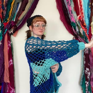 Whimsical Wings Cardigan ("blue Hues" - Multicolor Blue Shades ...