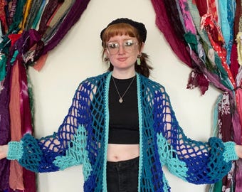 Whimsical Wings Cardigan (brown) - Crochet Handmade Acrylic Yarn ...