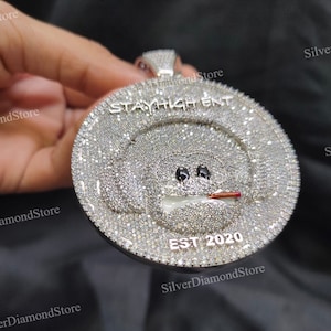 Stylish Rapper Pendant, Diamond Round Disk Pendant, Customize Name ...