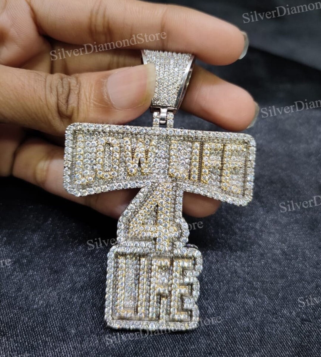 Layered Customize Name/ Number Pendant, 2 Tone Gold Plated Rapper Charm ...