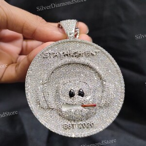 Stylish Rapper Pendant, Diamond Round Disk Pendant, Customize Name ...