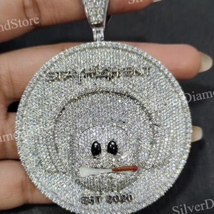 Stylish Rapper Pendant, Diamond Round Disk Pendant, Customize Name ...