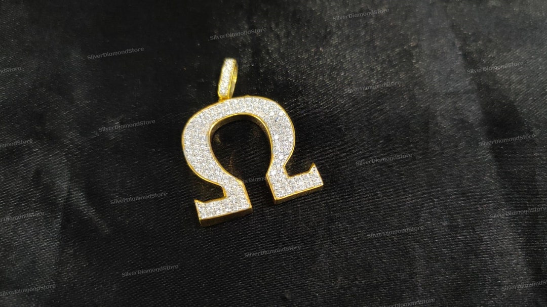 Omega Symbol Sign Greek Alphabet Men's Pendant 14K Yellow Gold Finish ...