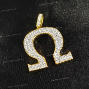 Omega Symbol Sign Greek Alphabet Men's Pendant, 14K Yellow Gold Finish ...
