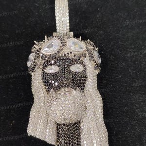 White and Black Diamond Men's JESUS Pendant 925 Sterling Silver ...