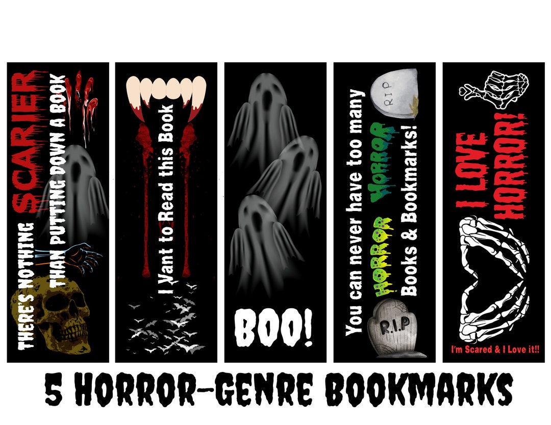 Horror Printable Bookmarks, Horror Book Lover Gift, Digital Bookmark ...