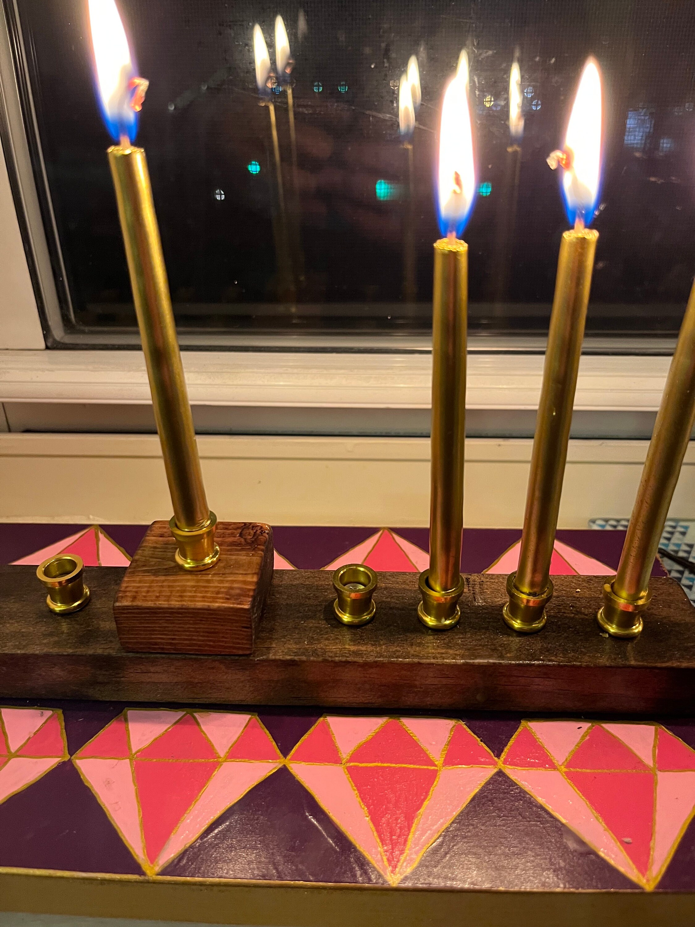 Hanukkah Menorah With Gold & Diamond Design Judaica Decor - Etsy