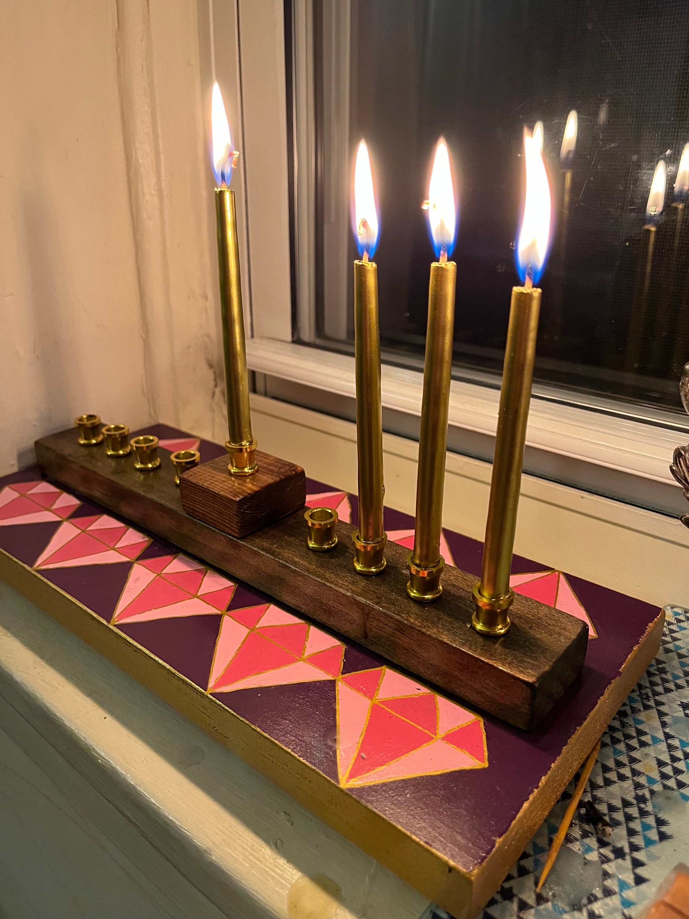 Hanukkah Menorah With Gold & Diamond Design Judaica Decor - Etsy