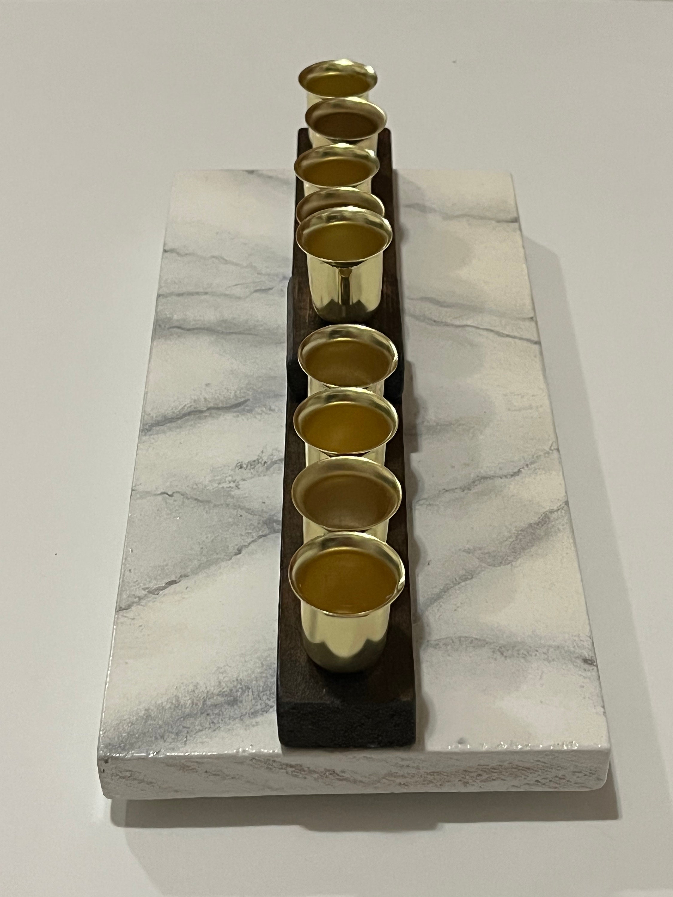 Oil Cups Menorah With Faux Marble Design Hanukkah Menorah, Judaica ...