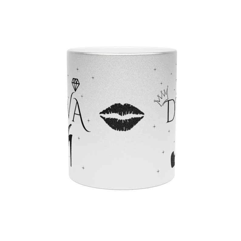 DIVA Metallic Silver & Gold Mug; 11 Oz Ceramic Accent Mug for Proud ...