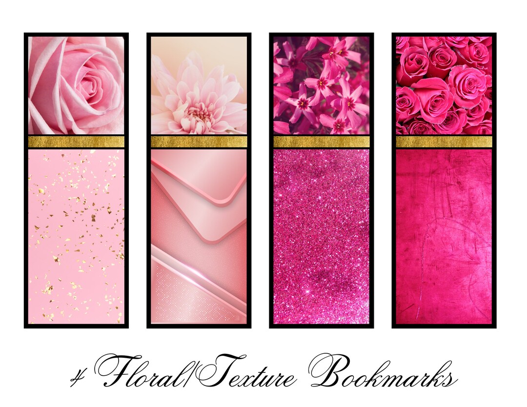 Pink Floral Printable Bookmarks for Her, Digital Flower Bookmarks ...