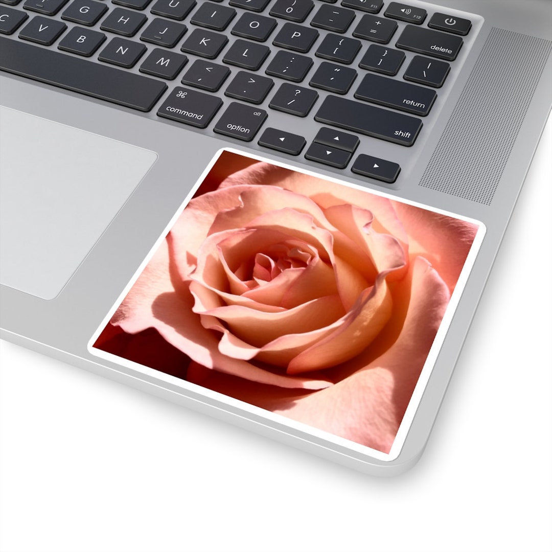Square Peach Flower Sticker; Multiple Size Options, Laptop Sticker ...