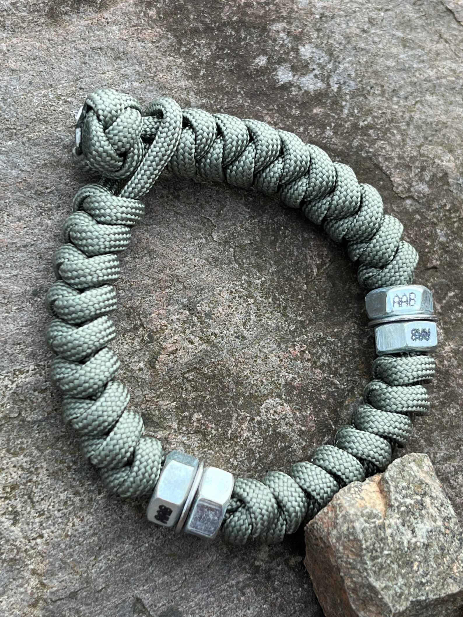 Men’s Braided Bracelet With Snake Knots, Hex Nuts and Washers and ...