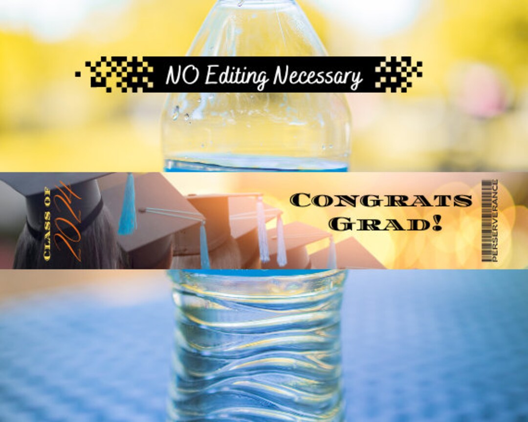 Graduation Party Water Bottle Labels Class of 2024, Digital Download ...