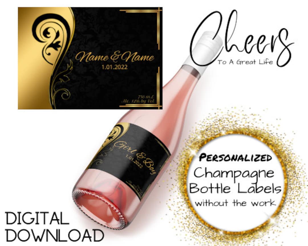 Personalized Wedding Champagne Label, Personalized Champagne Labels ...