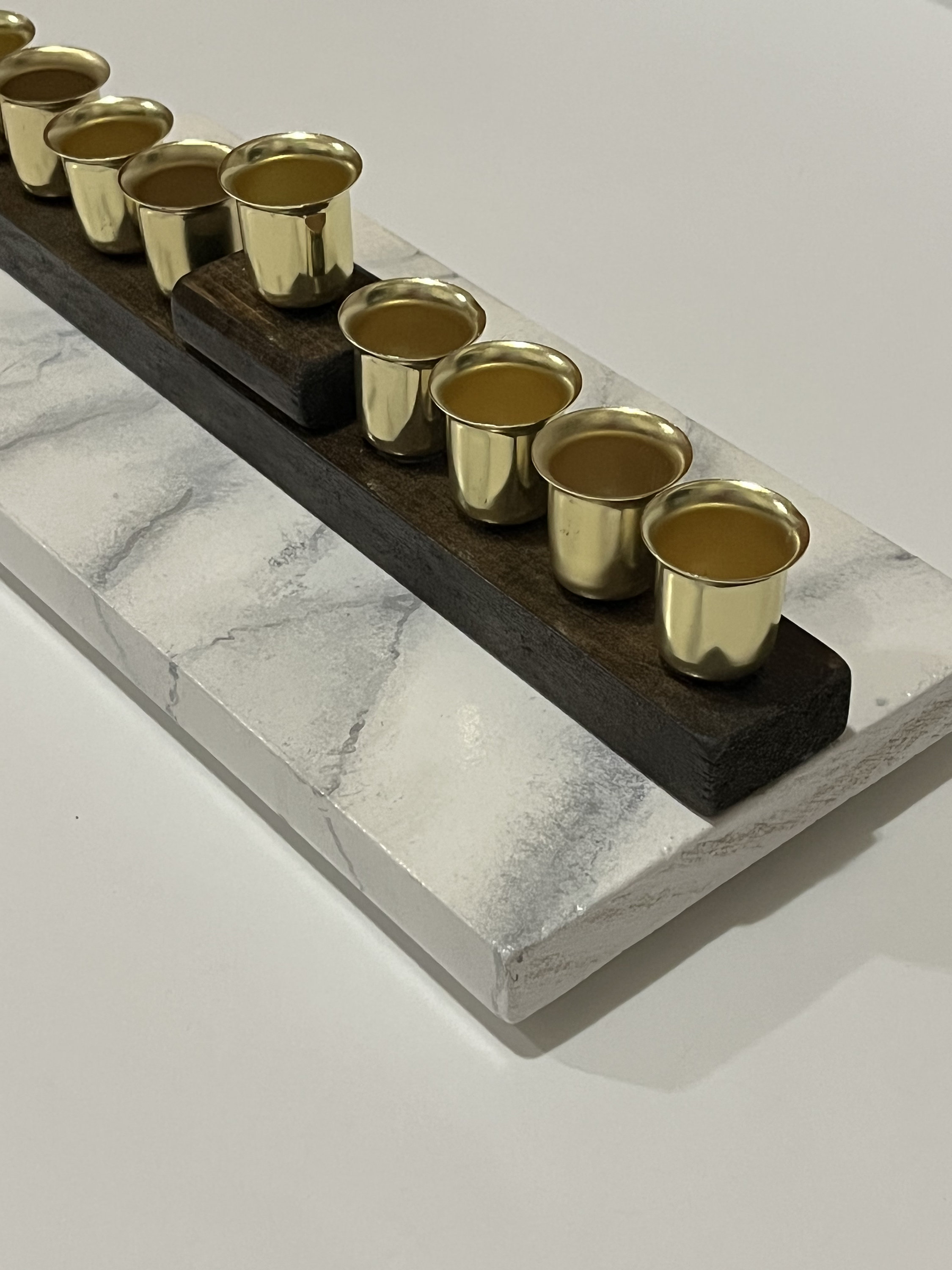 Oil Cups Menorah With Faux Marble Design Hanukkah Menorah, Judaica ...