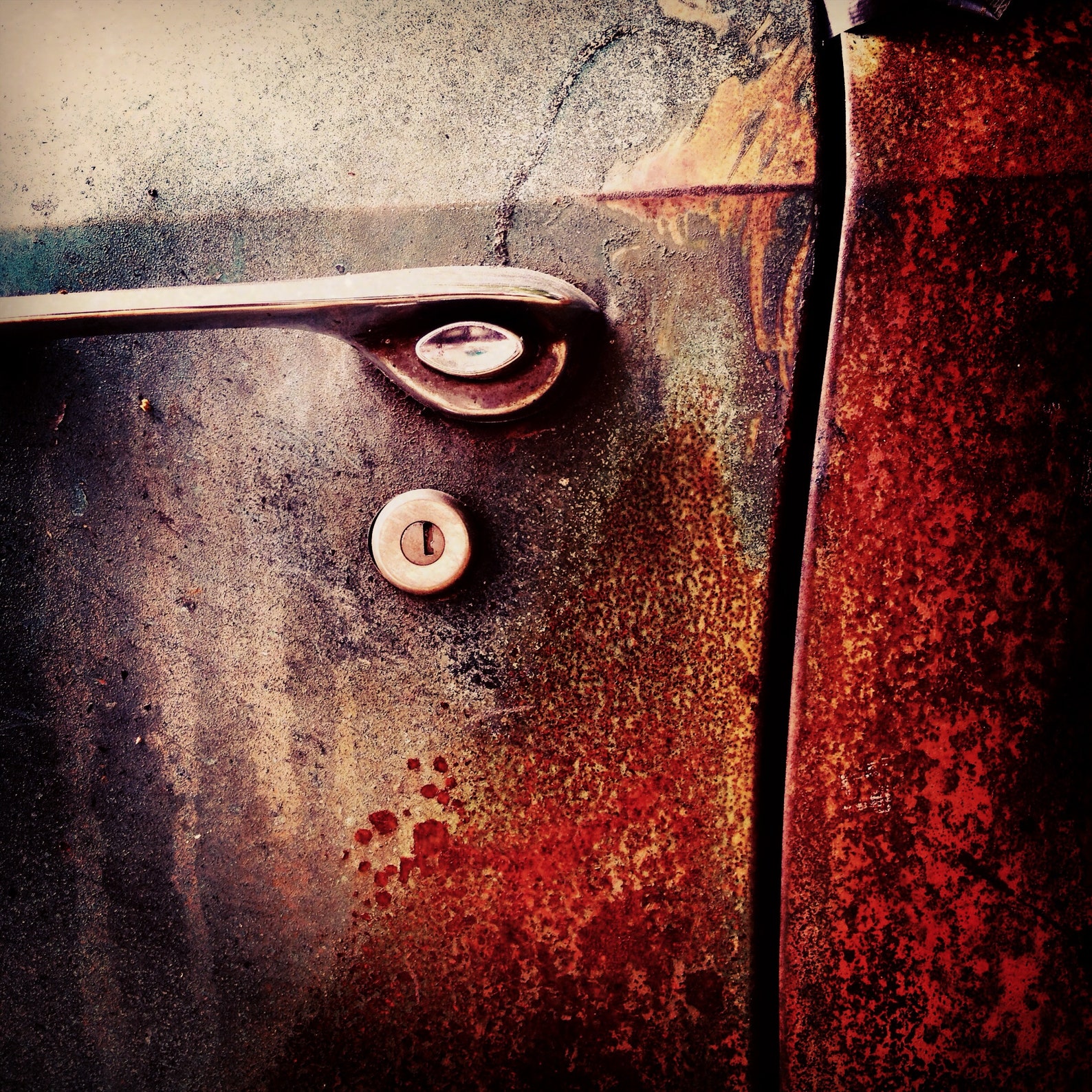 Metal Art of Rusty Car Door Photograph; 8"x8" Square Wall Art, Classic ...