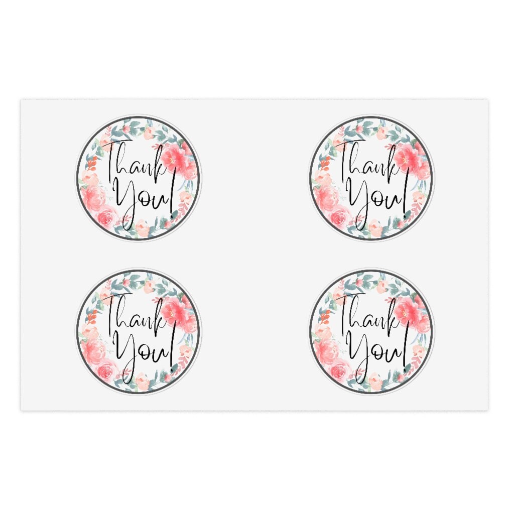 Circle Floral Thank You Sticker 10 Sheet BUNDLE; Small Business ...