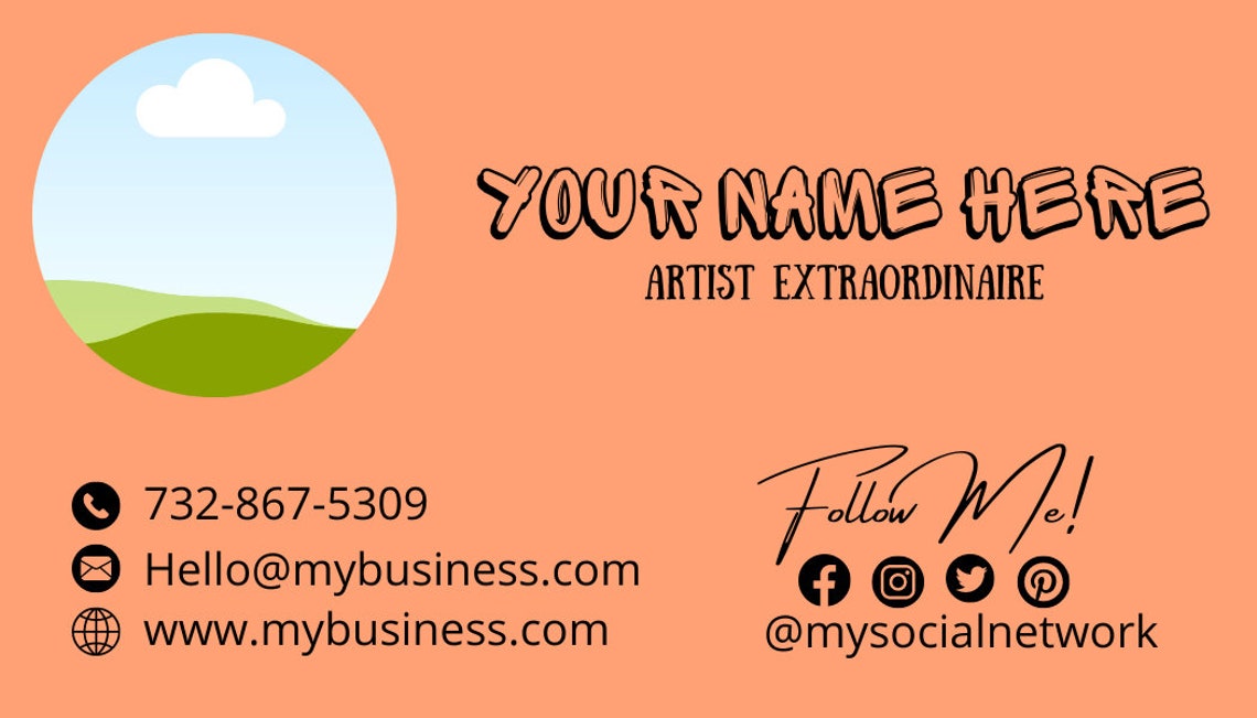 Personalized Artist Business Card Template, Printable Business Cards ...