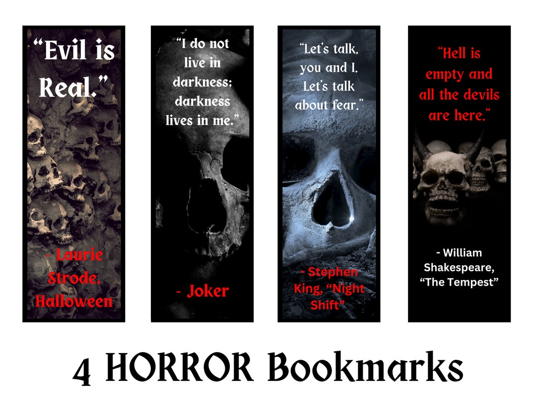 Horror Printable Bookmarks, Horror Book Lover Gift, Digital Bookmark ...