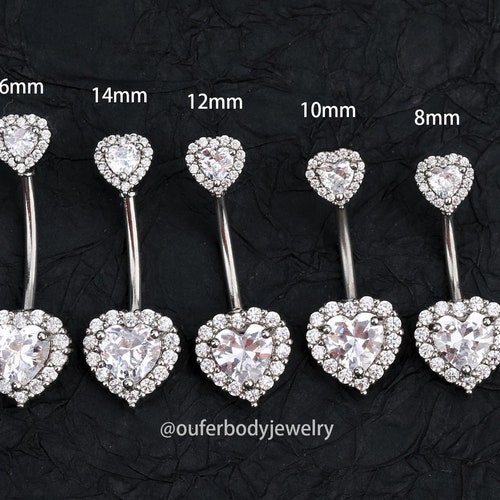 Pink Prong Heart Gem Belly Button Ring Navel Body Piercing - Etsy