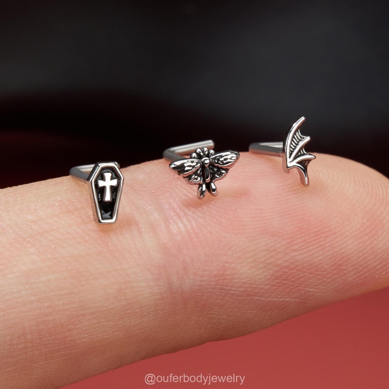 Titanium Nose Stud Goth - Etsy