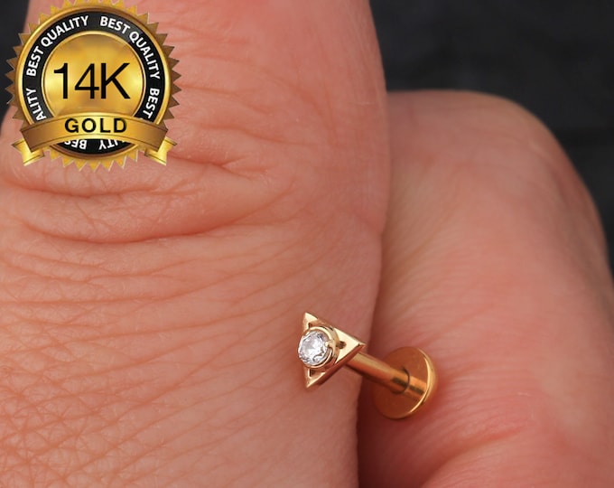 Gold Plated Forward Helix Surgical Labret Barbell..internally Threaded ...