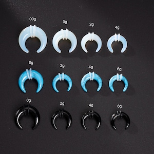 Cresent Horseshoe Stone Pincher Septum Ring 00g,0g,2g,4g,6g/ear Gauge ...