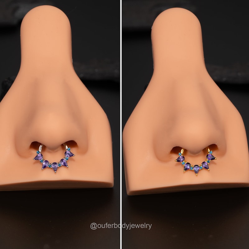 Stone Septum Ring 16g - Etsy