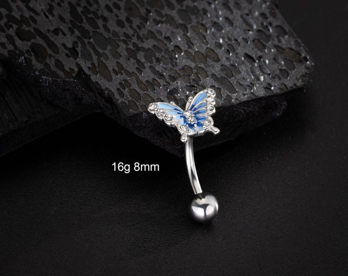 16G Butterfly Eyebrow Ring/rook Barbell/curved Barbell/rook Earring ...