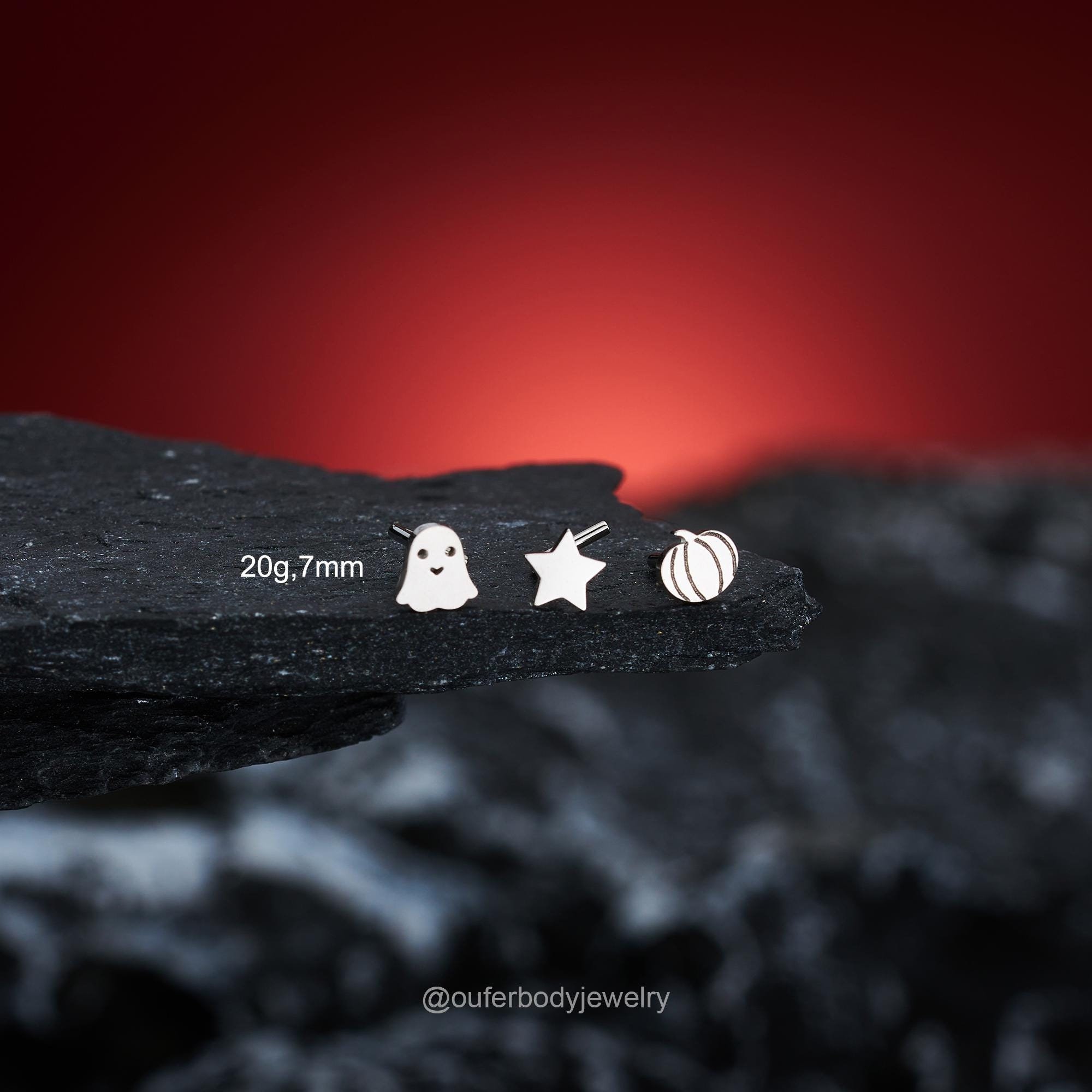 3PCS 20G Pumpkin/star/ghost Nose Studs/l Shape Nose Ring/tiny Nose Stud ...