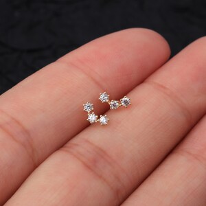 14k Solid Gold CZ Cartilage Piercing/threadless Push-in Labret/nose ...