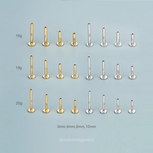 14K 16G 18G 20G THREADLESS Replacement/threadless Post/push Pin Back ...