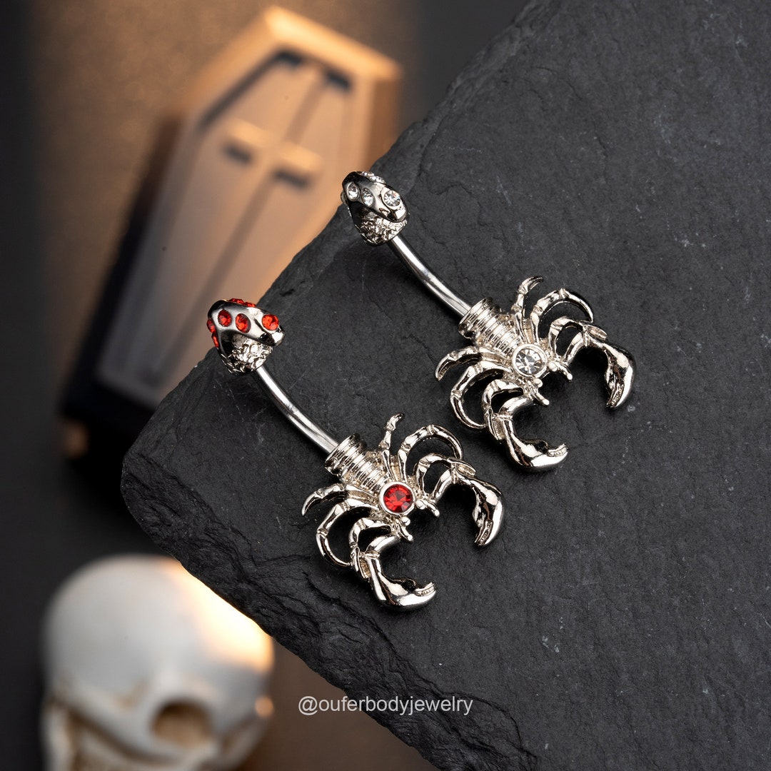 14G Scorpion Style Belly Button Ring/spider Navel Ring/navel Jewelry ...
