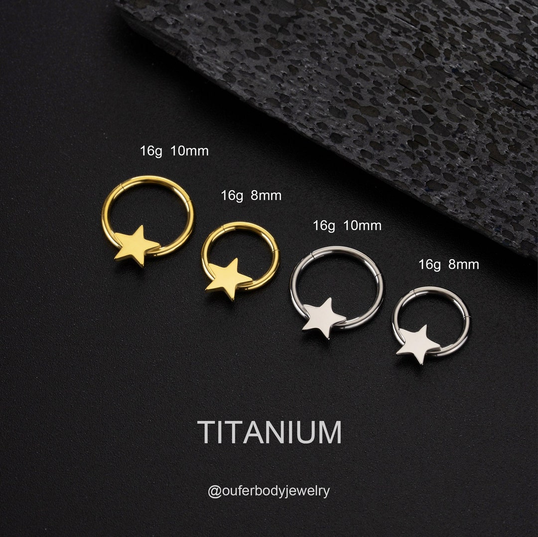 16G Implant Grade Titanium Star Cartilage Hoop Earring/septum Ring ...