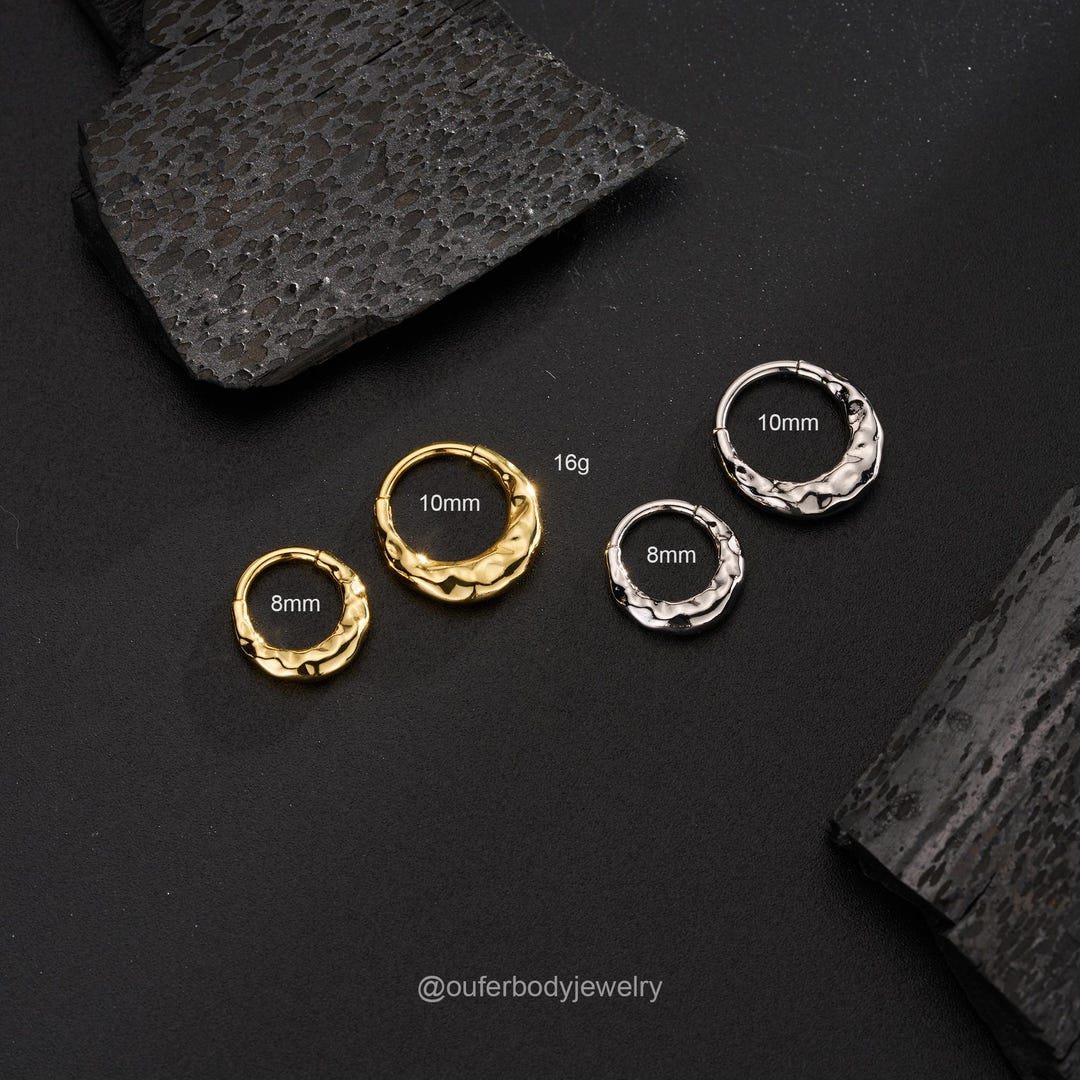 16G Stainless Steel Hammered Chunky Septum Ring/thick Septum Hinged ...