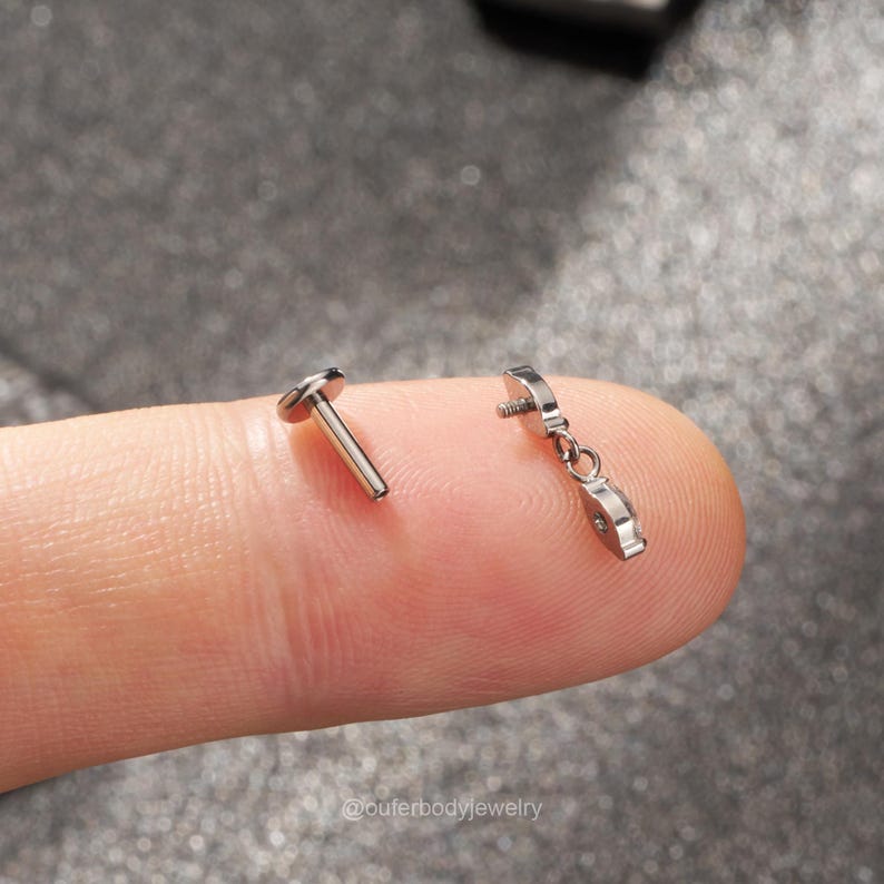 16G Titanium Dangle Round/marquise CZ Cartilage Stud/conch Stud/helix ...