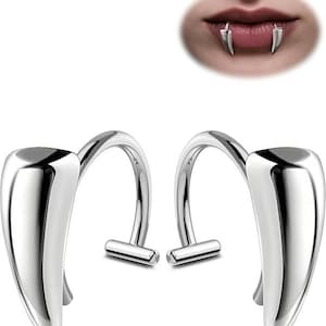 2PCS 316L Stainless Steel Fake Lip Ring, Vampire Fangs Lip Cuff ...