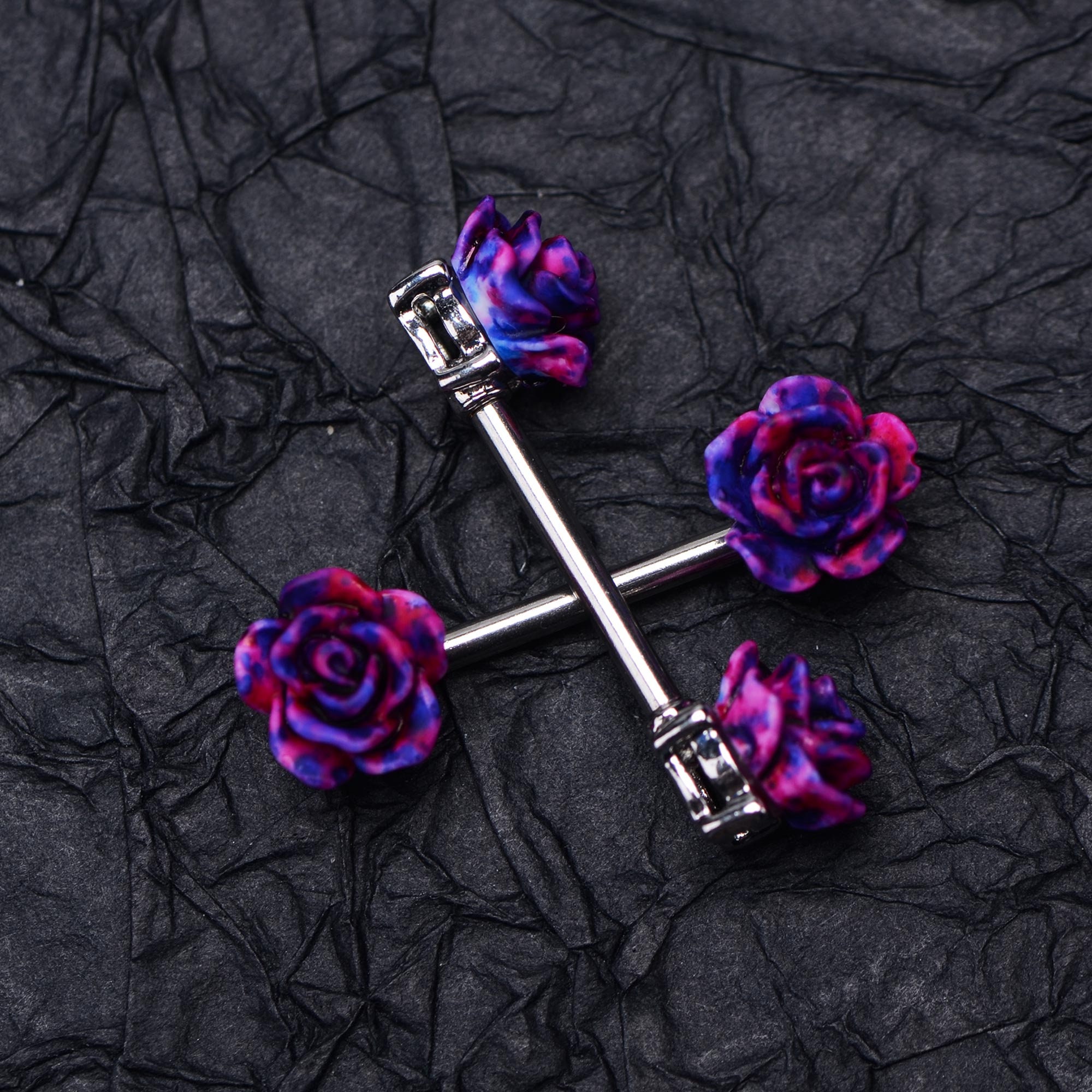 2pc 14g Rose Flower Nipple Ring Barbell Piercing Sexy Body Jewelry
