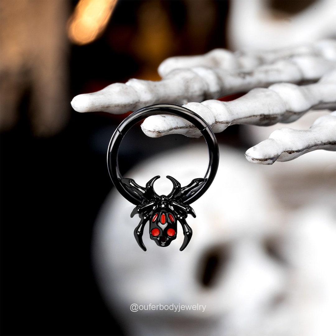 16G Skull Head Spider Hinged Segment Septum Ring/halloween Septum Jewelry/daith Hoop/cartilage ...