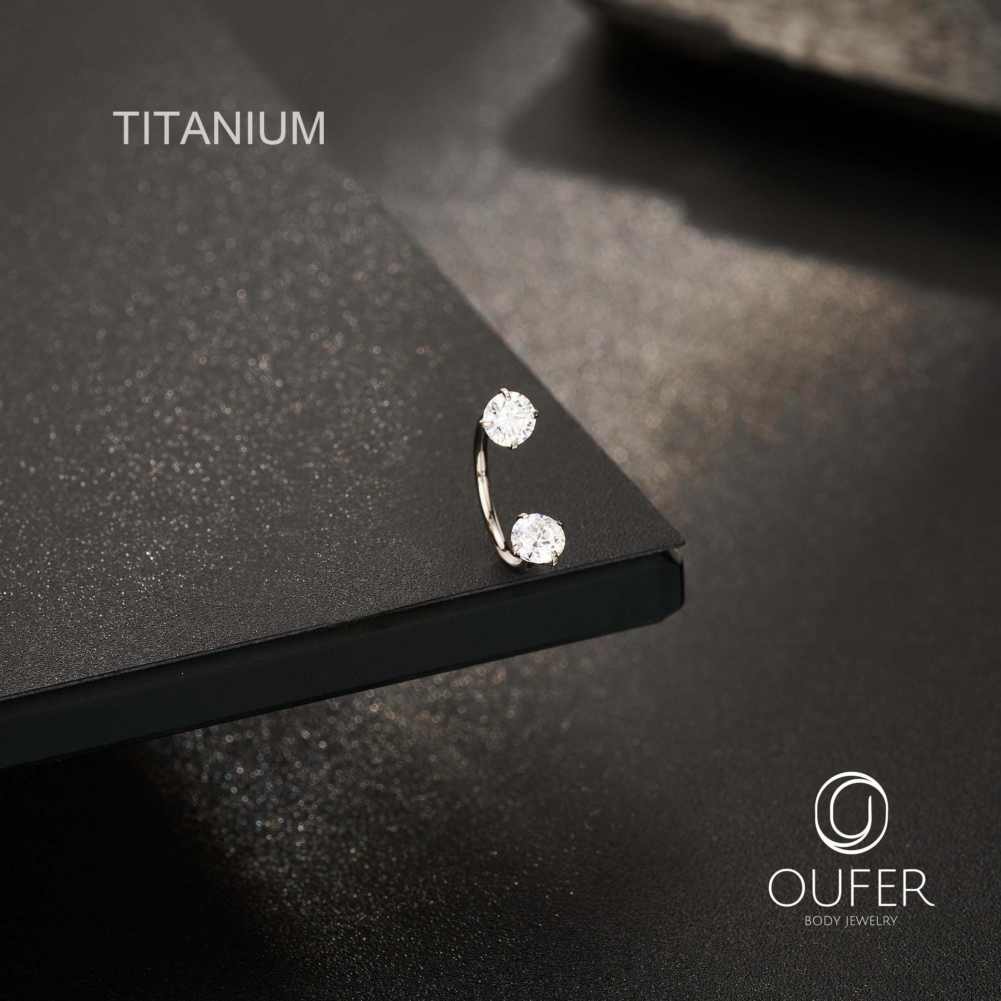 20G TITANIUM Clear CZ Horseshoe Nose Ring/internally Threaded Nostril ...