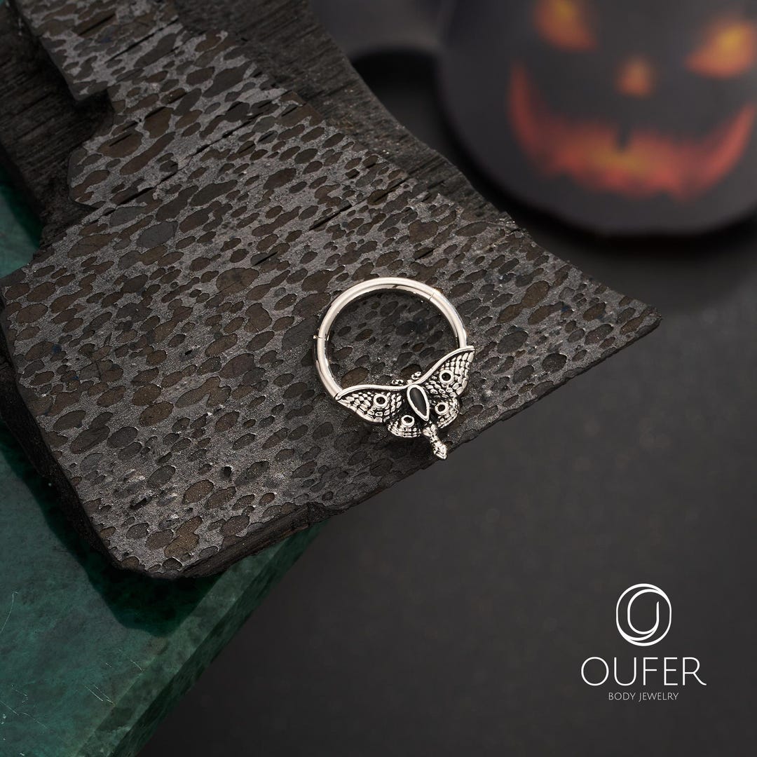 16G Stainless Steel Dead Moth Hinged Septum Ring/septum Hoop Clicker ...
