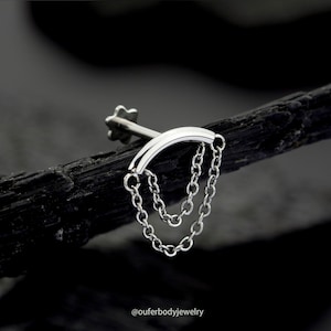 16G Double Chain Drape/dangle CZ Hidden Helix Piercing/rook Earring ...