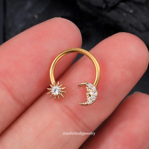 16G Sun & Star Septum Ring/daith Jewelry/cartilage Earring/helix Hoop ...