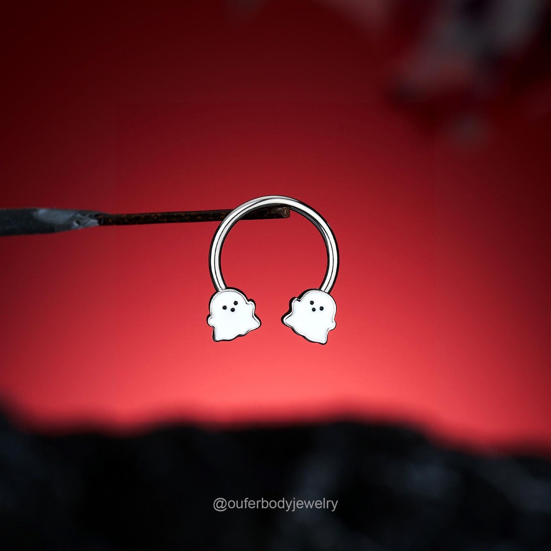 16G Halloween Ghosts Horseshoe Septum Jewelry/daith Earring/conch Hoop ...