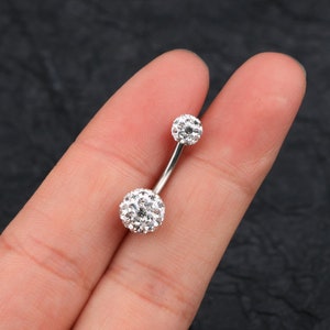 5PC 14G Silver Belly Button Rings Set/dangle Belly Ring/cz Navel ...